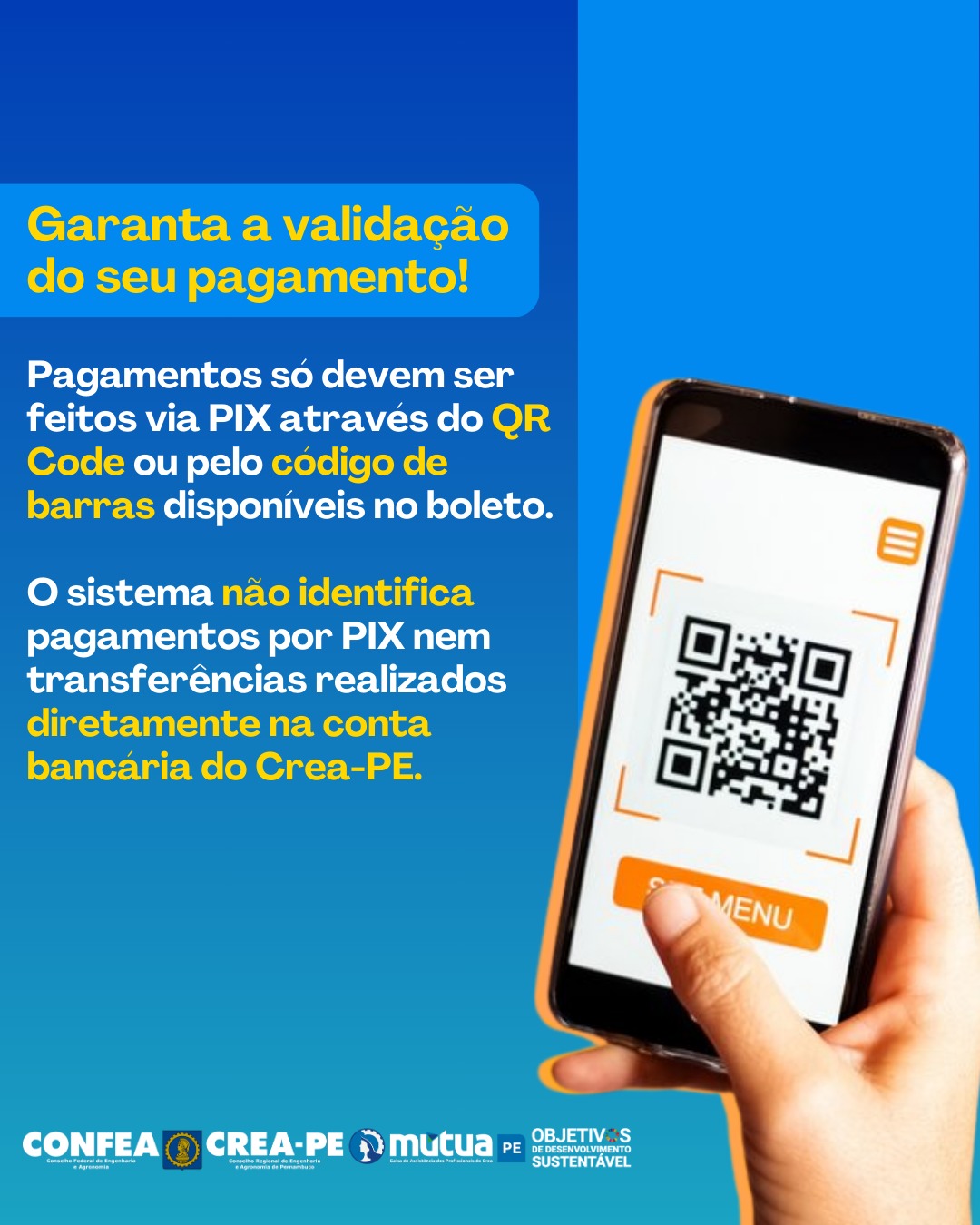 Quitação de taxas do Crea-PE só tem validade se realizado através do QR ...